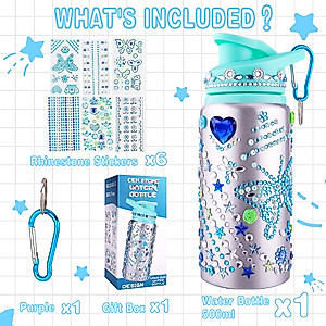 Easter Gifts for Girls - Birthday Girl Gifts for Kids 8-12 -5 6 7 8 9 10 Year Old, Easter Basket Essentials Basket Stuffers Decorate Your Own Water Bottle with Stickers Arts and Crafts