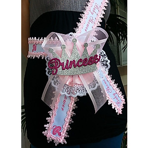 Baby Shower Mom To Be It's a Girl Sash with Princess Crown Pink Ribbon Corsage