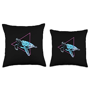 Turtle reptile carapace old Sauropsida Testudines Turtle in Water with Triangle Throw Pillow, 16x16, Multicolor