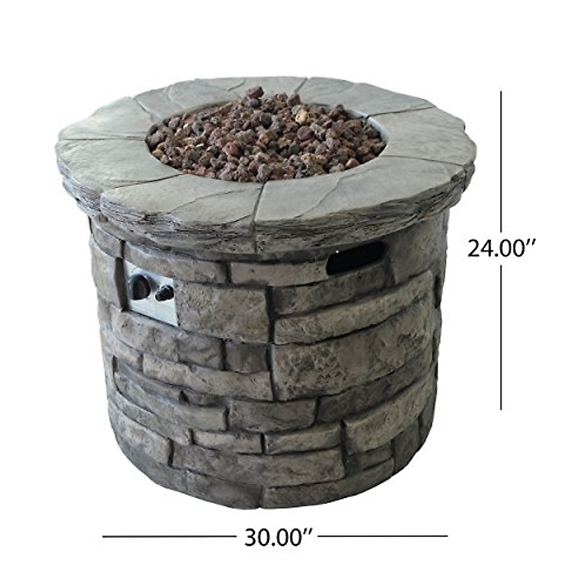 Christopher Knight Home Angeles Outdoor Circular Fire Pit - 40,000 BTU, Grey
