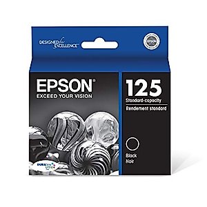 Epson T125 DURABrite Ultra Ink Standard Capacity Black Cartridge (T125120-S) for Select Stylus and Workforce Printers