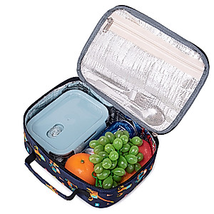 Lunch Bags for Kids Boys Insulated Lunch Boxes Cooler Toddler Lunch Tote Bag Thermo Picnic Bag for School Children(Truck-Navy Blue)