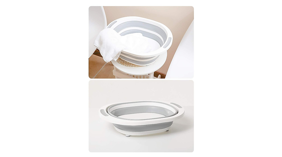 Ahyuan Collapsible Dish Pan & Chopping Board Combo - Portable 10L Basin