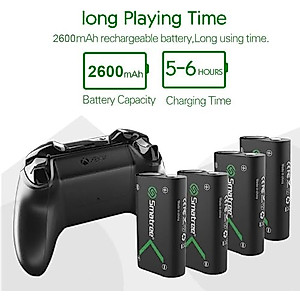 Smatree Xbox One Controller Battery, 4 Pack Rechargeable Battery Compatible with Xbox Series X/S/Xbox One/Xbox One S/Xbox One X/Xbox One Elite Wireless Controller