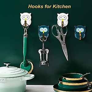 ESPETIO Hooks for Hanging, Wall Hooks for Keys Towels Purses Hats Caps Scarves, Decorative Hook for Bathroom Door Kitchen Shower Room Office Desktop Organizer - 4PCS(Grey Blue)