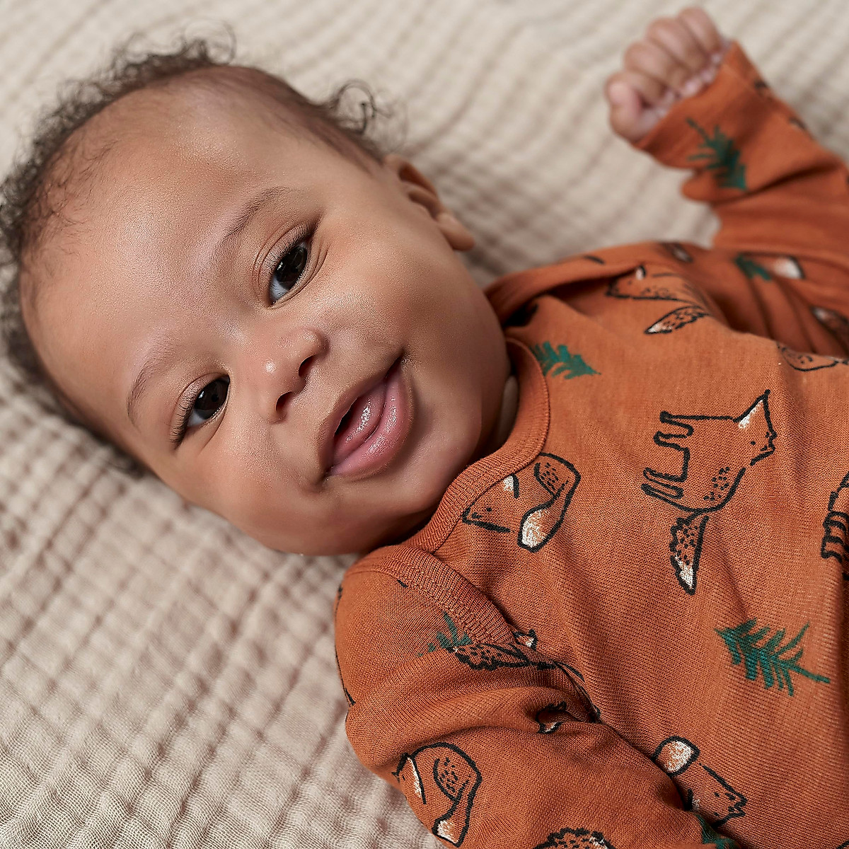 Gerber Baby Boys' 6-Pack Long-Sleeve Onesies Bodysuit, Green Fox