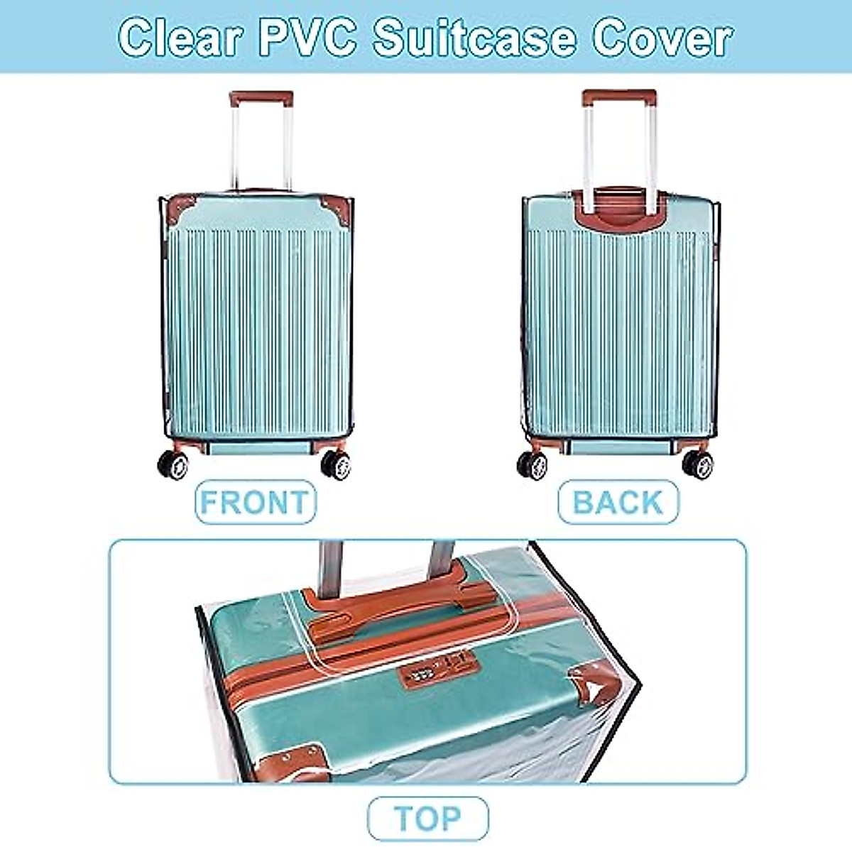 QUMENEY Clear Luggage Cover Protector Bag PVC Suitcase Cover Protectors Transparent Luggage Protector Waterproof Dustproof for Travel (20 Inch)