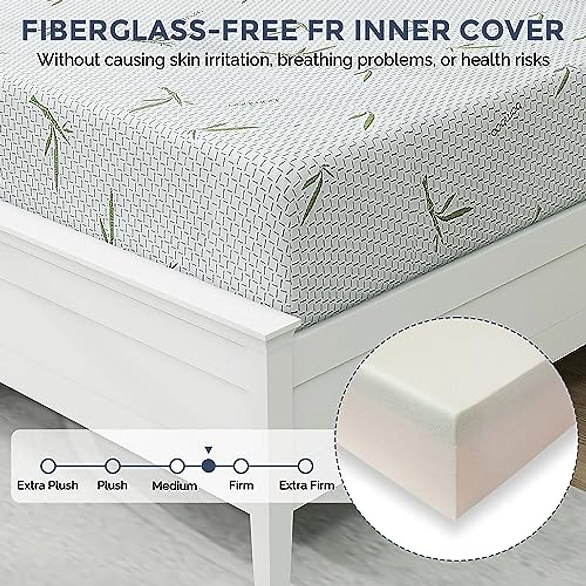 IULULU King Mattress 10 inch Bamboo King Size Memory Foam Mattress in a Box Bed Mattress Cool Gel Mattresses King Medium Firm, CertiPUR-US,Green