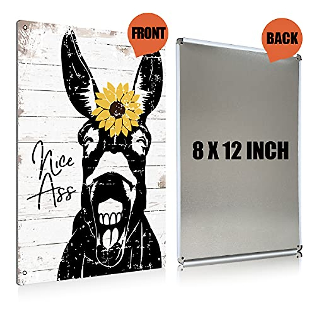 Funny Donkey Sunflower Bathroom Metal Tin Sign Wall Decor Farmhouse Bathroom Sign for Toilet Restroom Washroom Decor Gifts