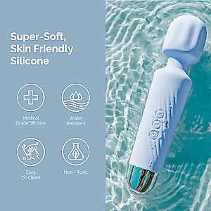 Ava Vibrator Wand Sex Toys [Clit Stimulator Vibrators] Vibrator for Woman | Sex Toy | 4+ Hr Battery | Gifts for Women | 20 Patterns & 8 Speeds of Pleasure | Quiet Adult Sex Toys -Standard - Blue