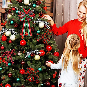 Whaline 10 Rolls 50 Yards Christmas Burlap Ribbon Rolls 1 Inch Wired Plaid Wrapping Ribbon Xmas Decorative Ribbon for Wreath Bow Gift Decor