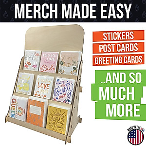 TORCHED DISPLAYS Greeting Card Organizer Display Stand – 3-Tiered Picture Stands for Display – Multipurpose Wooden Stand Ideal for Greeting Cards, Photos, Birthday Cards, Baseball Card Stand