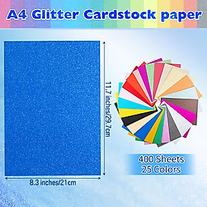 Zhanmai 400 Sheets Christmas Glitter Cardstock Paper Bulk, 11.7 x 8.3 Inch 250 GSM Sparkly Card Stock Paper for Crafts DIY Party Autumn Christmas Holiday Supplies(Multicolor)
