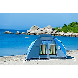 Extra Large Beach Cabana Tent Sun Shelter Sunshade Outdoor Portable UPF 50+, 94.5" L x 47.2" W x 55" H,Light Blue (Light Blue)