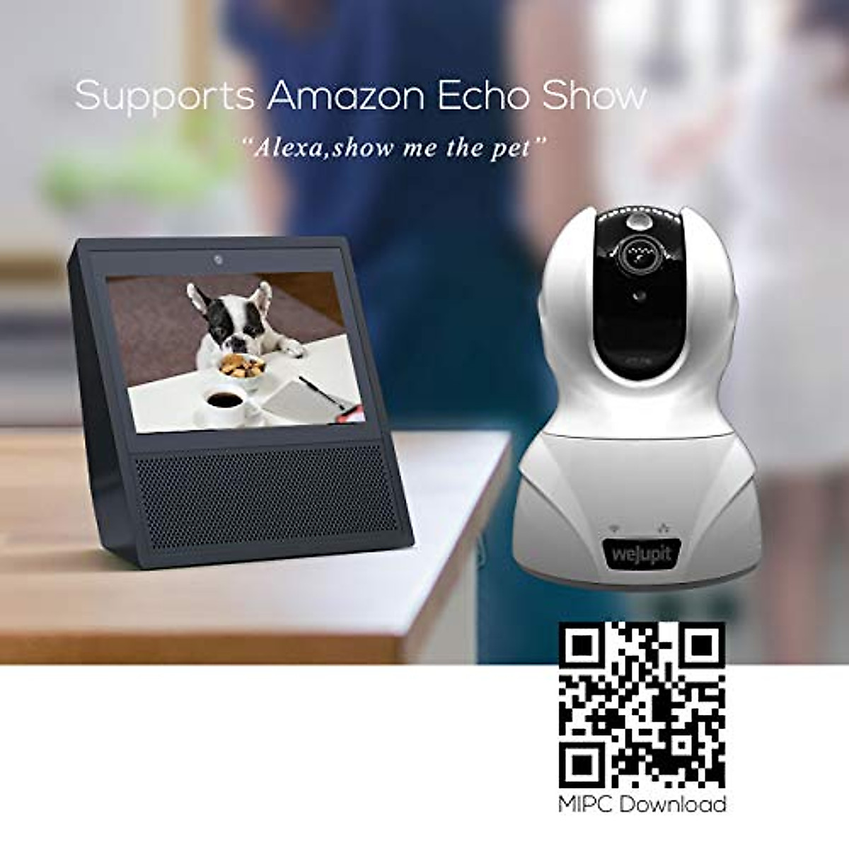 Security Camera Full HD 1080P WiFi Baby/Pet/Home Monitor - weJupit Wireless Indoor Pan/Tilt/Zoom IP Camera, Motion Detection, Two-Way Audio, Night Vision - Cloud Storage