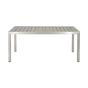 Christopher Knight Home Coral Outdoor Aluminum Dining Table with Faux Wood Top, Gray Finish,Grey
