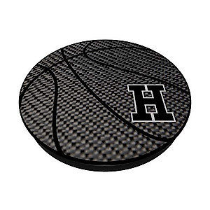 Basketball letter H black phone stand, initial H for men PopSockets PopGrip: Swappable Grip for Phones & Tablets