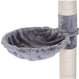 PawHut 8.5' Adjustable Height Floor-to-Ceiling Vertical Cat Tree, Gray and White