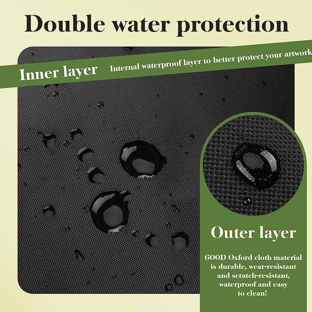 Alpinista Art Portfolio Bag,24 x 36 inches Waterproof Art Work Portfolio Case with Detachable Shoulder Strap for Artwork Organization, Black