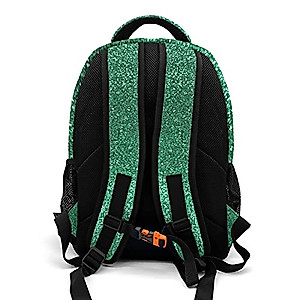 Anneunique Custom Cheerleader Backpack Custom Multifunctional Waterproof Laptop Bag for Travel Gift Green Bling Print Simple Cheer