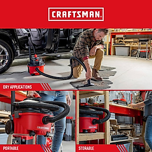CRAFTSMAN CMXEVBE17040 4 Gallon 5.0 Peak HP Wet Dry Vac, Portable Shop Vacuum Wet and Dry with Filter, Hose and Attachments for Home and Automotive Cleaning