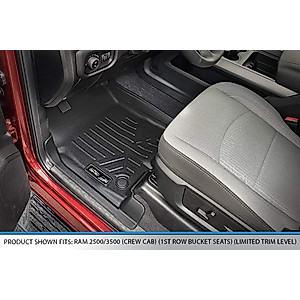 SMARTLINER Custom Floor Mats 2 Row Liner Set Black Compatible with 2019-2022 Ram 2500/3500 Crew Cab with 1st Row Bucket or Bench Seats