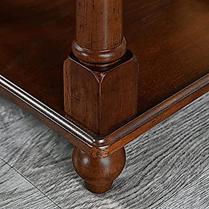 JESONVID Narrow Open End Table with Drawer, Solid Wood Side Table 2-Tier Skinny Table with Storage Shelves Slim Nightstand Small Sofa End Table for Living Room Bedroom-Cherry Walnut 004DWA