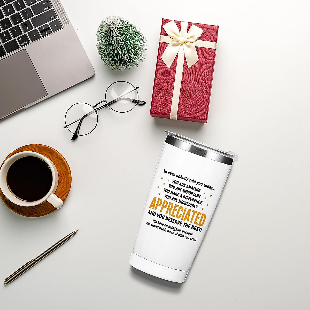 Employee Appreciation Gifts Tumbler Inspirational Gifts Water Bottle Double Wall Travel Coffee Mug Encouragement Stainless Steel Vacuum Insulated Thermal Cup for Women Colleague Birthday Christmas
