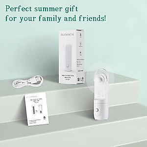 Favoriwere Handheld Mini Fan 3 in 1 Portable Face Fan 3 Speeds with Strong Wind USB Rechargeable for 30 Hours Working Personal Fan with Power Bank and Flashlight Suitable for Outdoor and Indoor White
