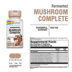 Solaray Fermented Mushroom Complete 1200 mg | Healthy Immune Function Support | 30 Serv | 60 VegCaps