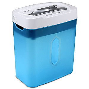 Aurora AU1232XA Anti-Jam 12-Sheet Crosscut Paper/ Credit Card Shredder with 5.2-Gallon Wastebasket (White/ Semi Translucent Blue)