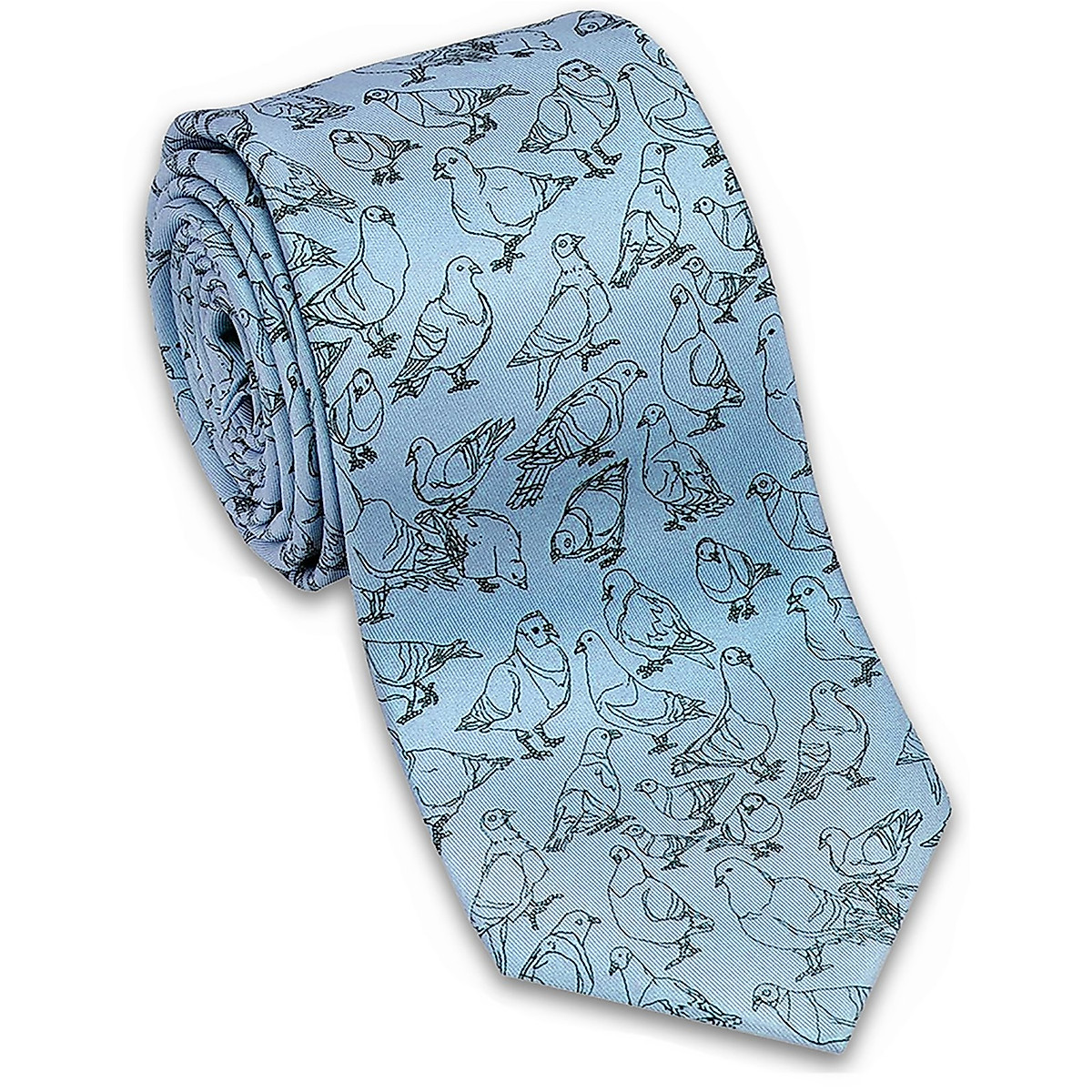 Josh Bach Men's Pigeons Birds Tie, Silk Necktie Blue, Made in USA