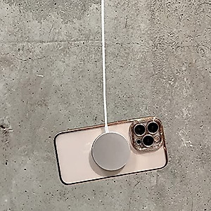 Threehundred for iPhone 13 Pro Case Magnetic Clear with Camera Lens Protector Full Protection MagSafe Electroplated Silicone Dust-Proof Net Shockproof Protective Case Cover 6.1 Inch - Gold