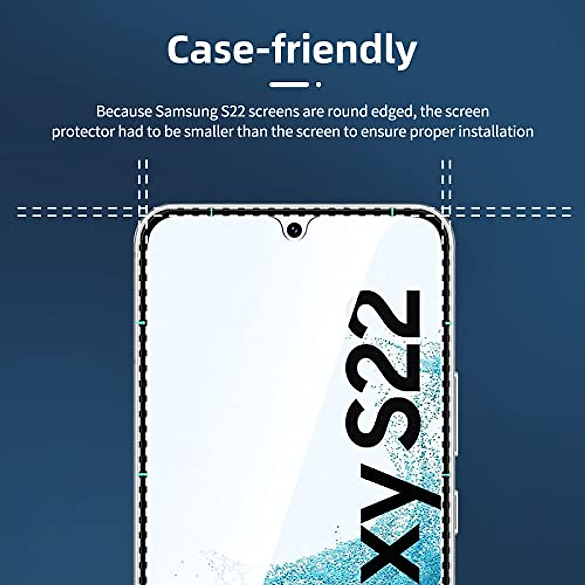 NEW'C [3 Pack] Designed for Samsung Galaxy S22 Screen Protector Tempered Glass, Case Friendly Ultra Resistant