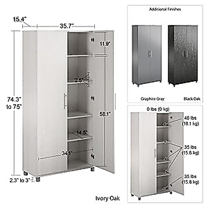 SystemBuild Evolution 36" Utility Storage Cabinet, Black Oak
