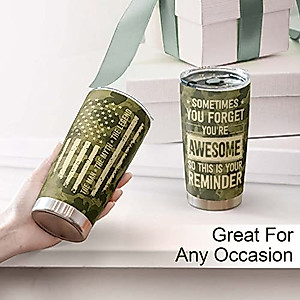 Macorner Gifts for Men - Stainless Steel Tumbler 20oz - Fathers Day & Veteran Gift For Men Dad Grandpa - Christmas Birthday Thank You Gifts For Men Husband Brother Uncle Coworkers Friends Employee