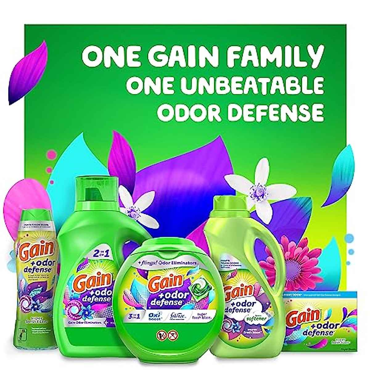 Gain + Odor Defense Fabric Softener Dryer Sheets, Super Fresh Blast Scent, 120 ct