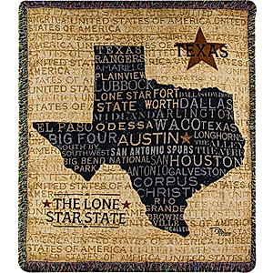 Manual Woodworkers & Weavers Tapestry Throw, USA Texas, 50 x 60