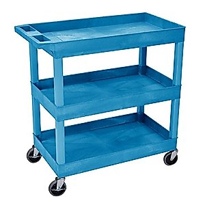 Luxor/H.Wilson 32" x 18" Tub Cart, Three Shelves (EC111-BU), Blue