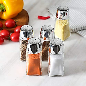 WHOLE HOUSEWARES | Stainless Steel Salt and Pepper Shakers Set | 12-Piece Pack | Pepper and Salt Shakers for Kitchen | Clear Glass Salt and Pepper Shakers