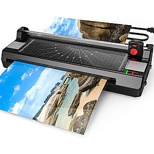 Laminator Machine for A3/A4/A6, YE381 Thermal Laminating Machine for Home Office School Use with 50 Pouches, Paper Trimmer and Corner Rounder (Black-5) (Black-6)
