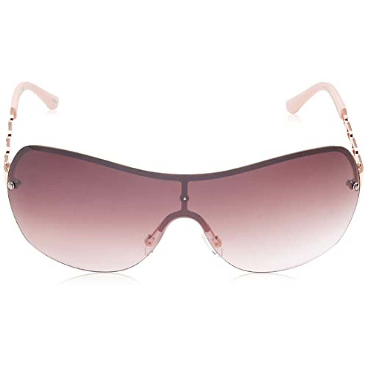 Southpole 1023SP Women's Metal UV Protective Chain Link Temple Rectangular Shield Sunglasses. Cool Gifts for Her, 140 mm, Rose Gold & Rose, 70 mm