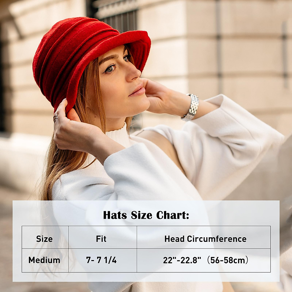 Comhats Womens Vintage Wool Felt Cloche Bucket Hat Winter Packable 1920s Fedora Bowler Church Derby Party Medium Black