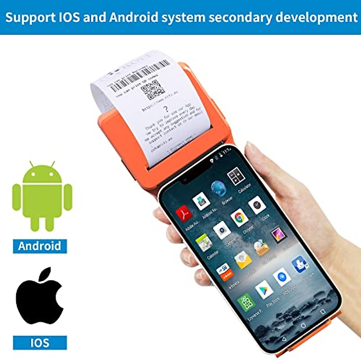 Combination of Bluetooth 58mm Thermal Printer and Mobile Phone, Can be Used as POS PDA Receipt Printer After Secondary Development,only Supports Application Software with Built-in SPP Protocol.