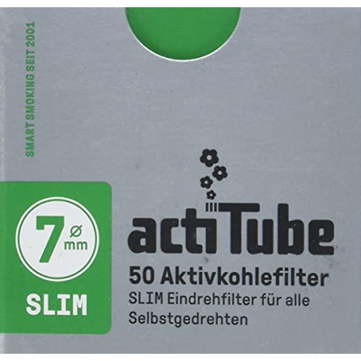 actiTube Aktivkohlefilter 50er Schachtel 4 x Slim Activated Carbon, 4 x 50 = 200 Filters, 1-Pack, Silver, Count