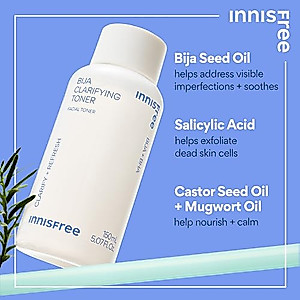 innisfree Bija Clarifying Toner with Salicylic Acid, Korean Toner for Clarifying, Smoothing, and Improving the Look of Pores (Packaging May Vary)