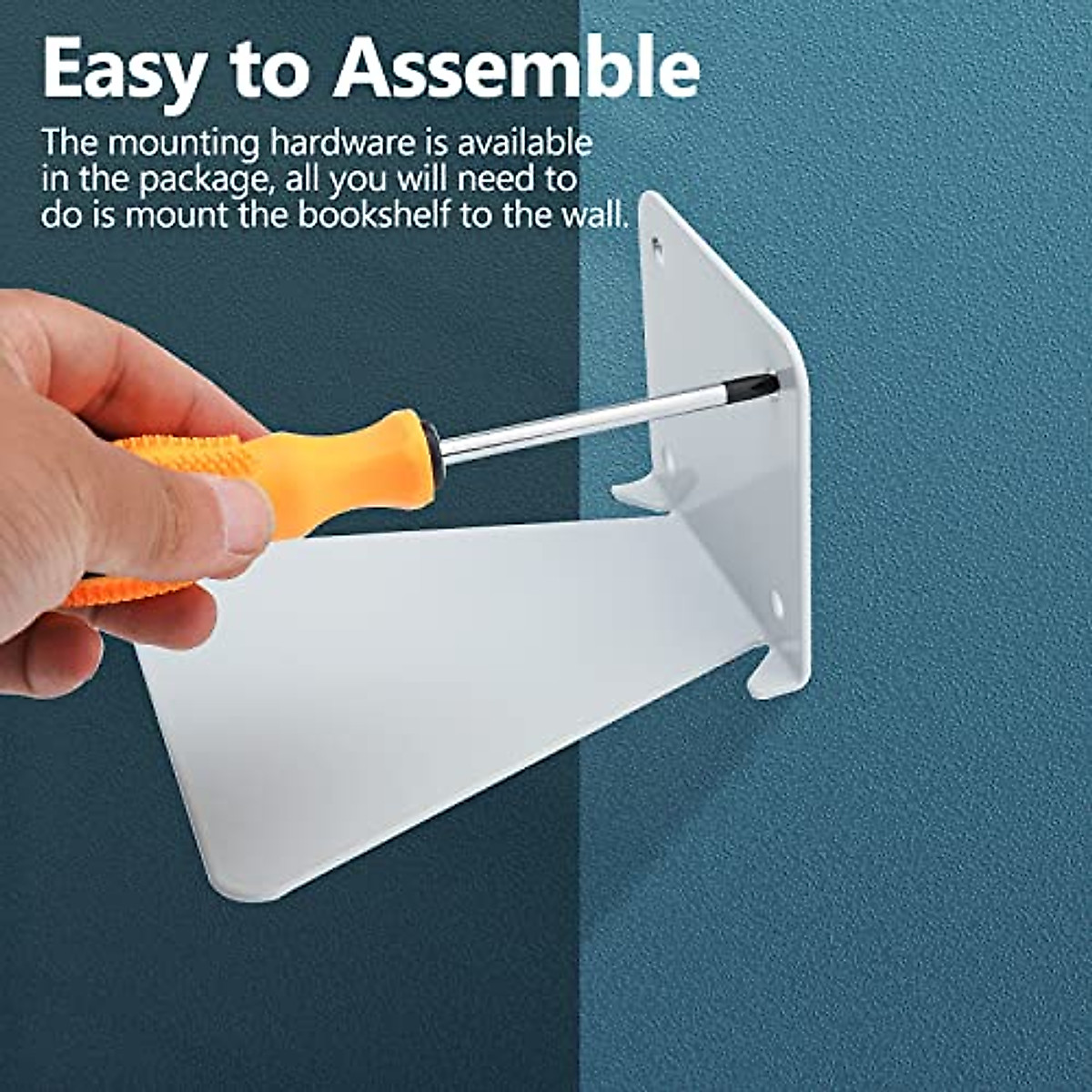 RealPlus 8pcs Invisible Floating Bookshelf for Wall Iron Floating Book Shelves Heavy Duty Book Organizer, White