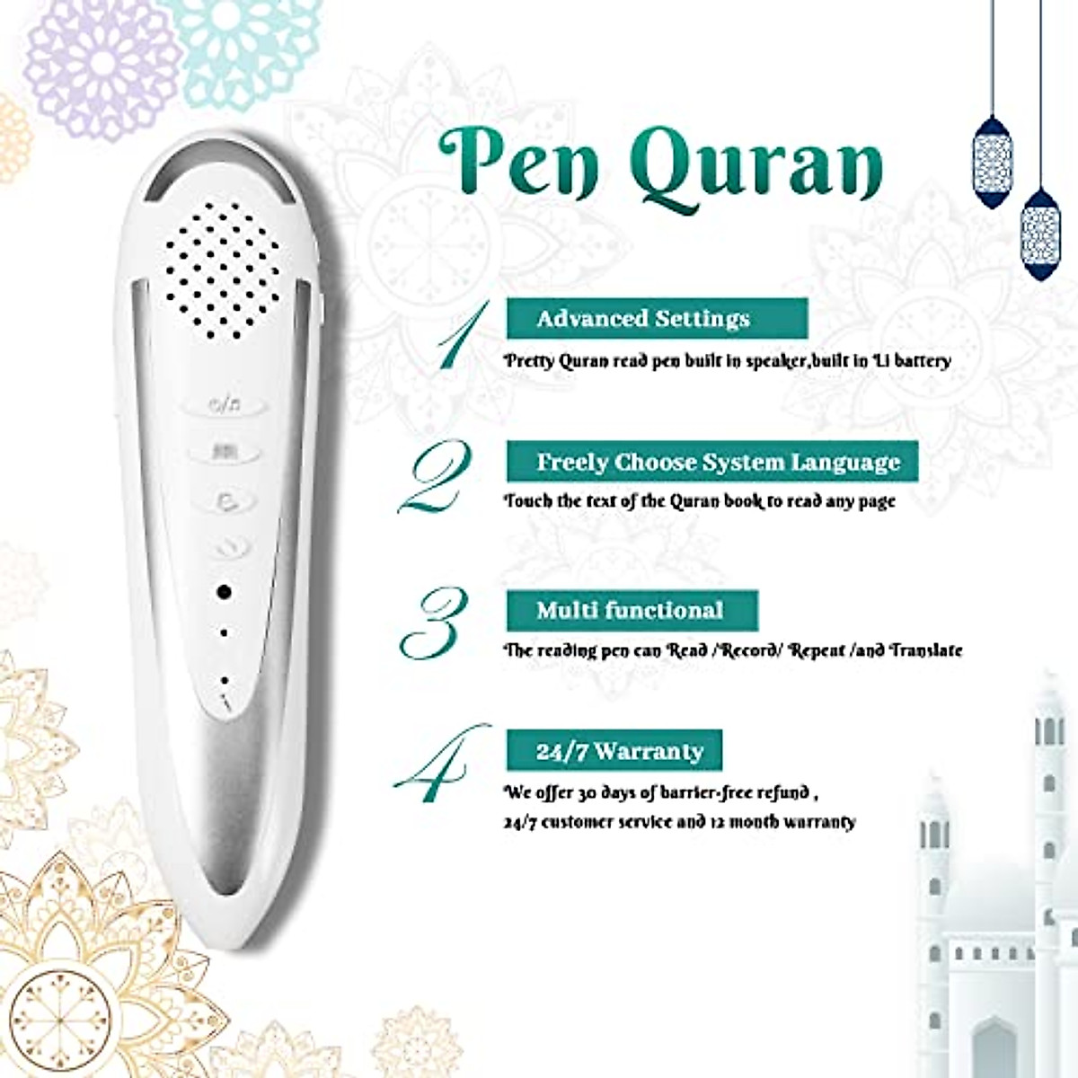 CG Quran Reading Pen, Smart Electronic Talking, M9-8GB Electronic Reader Pen, Word-by-Word Digital Holy Recorder, Loading on Many Reciters and Languages with 6 Book, Ramadan Gift