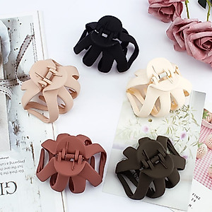 Atoden Hair Clips, 5Pcs Octopus Matte Hair Claws for Women, Large 3.15" Hair Clips for Thick Hair, Non-slip Jaw Clips, Hair Accessories
