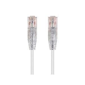 Monoprice Cat6 20ft White Component Level Patch Cable UTP 28AWG 550MHz Pure Bare Copper Snagless RJ45 SlimRun Series Ethernet Cable